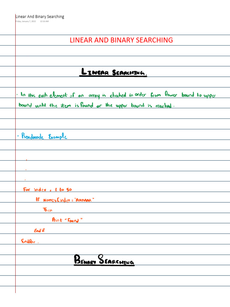 Linear Searching and Binary Searching | PDF