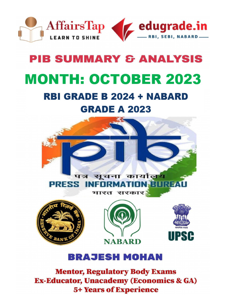 PIB Summary and Analysis - October 2023 - Sample | Download Free PDF ...