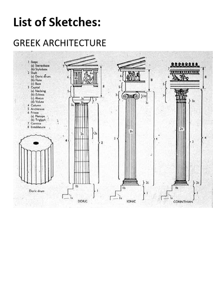 Greek Architecture Sketches | PDF