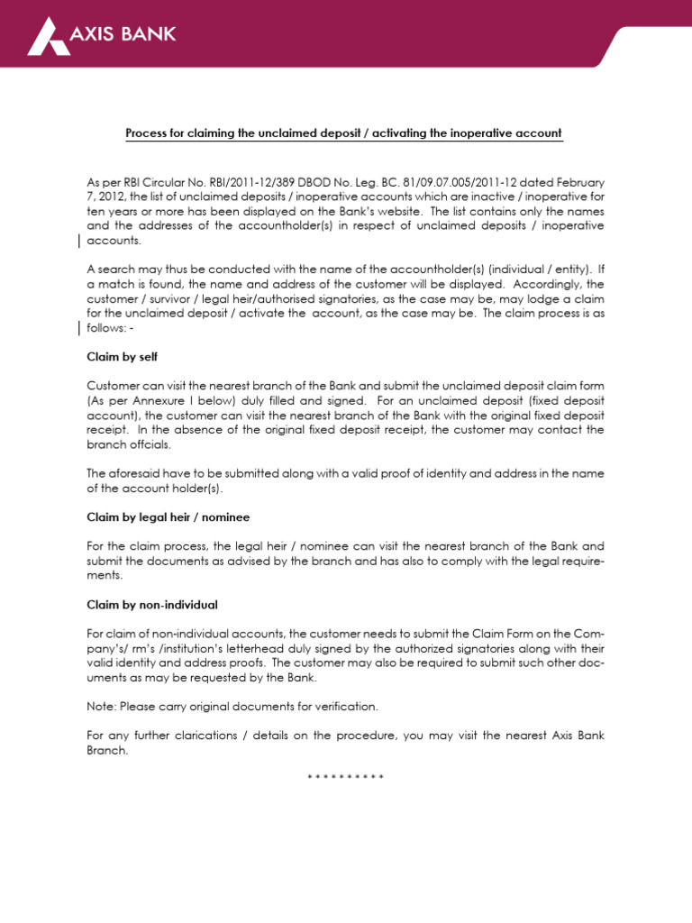 Process Unclaimed Deposits Inoperative Accounts | PDF | Personal ...