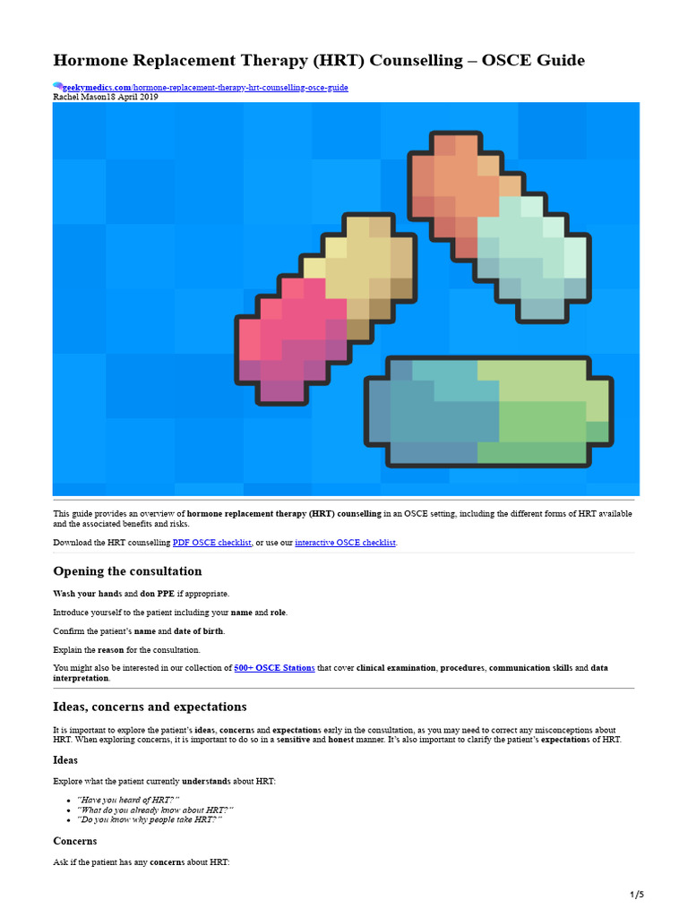 Hormone Replacement Therapy (HRT) Counselling - OSCE Guide: Opening The ...