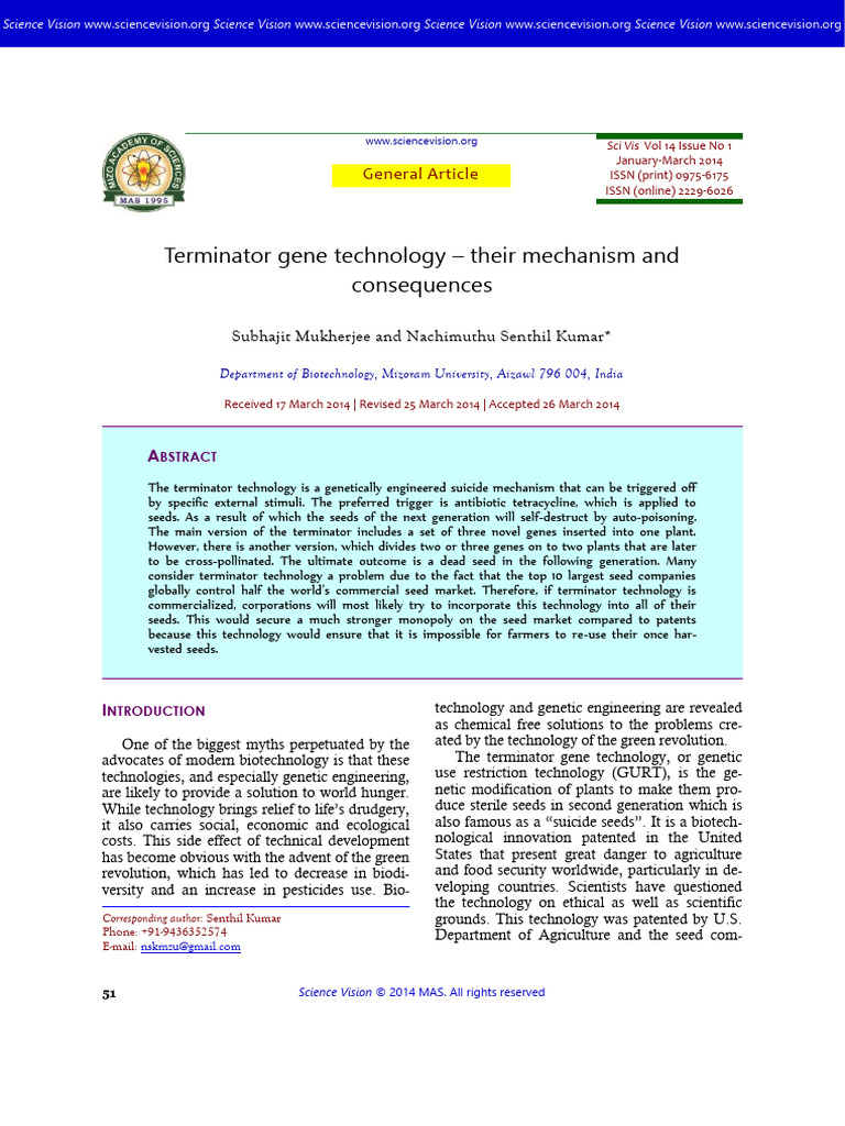 Terminator Gene Technology | PDF | Promoter (Genetics) | Gene