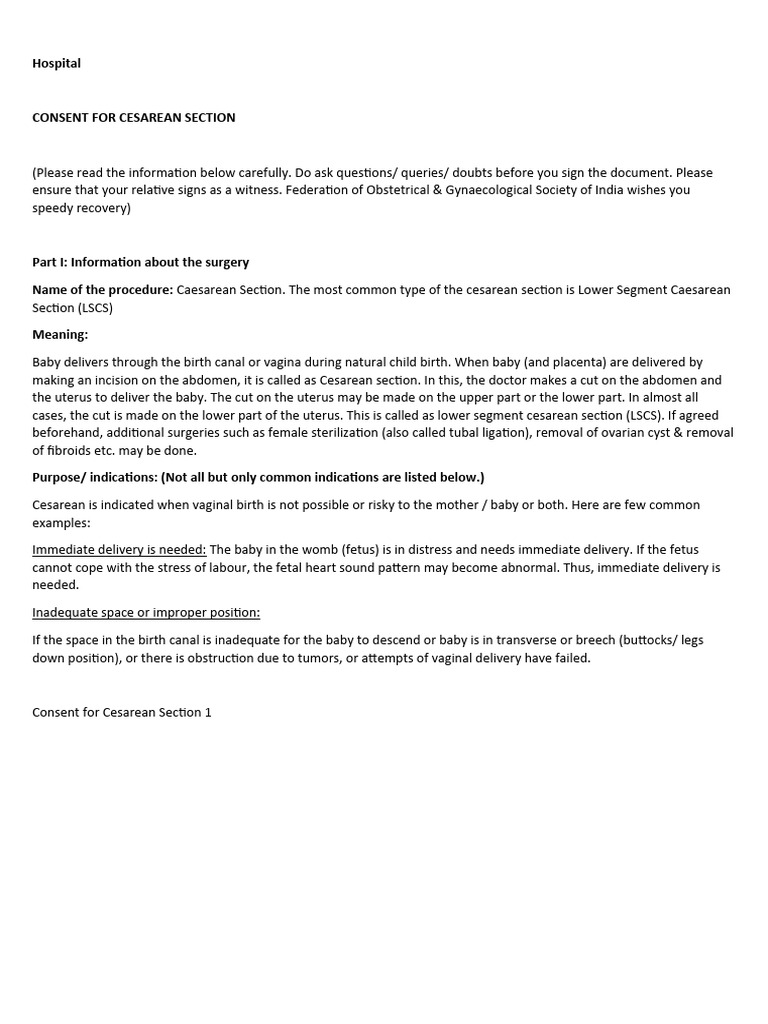 Cesarean Section 1 Pdf Caesarean Section Childbirth