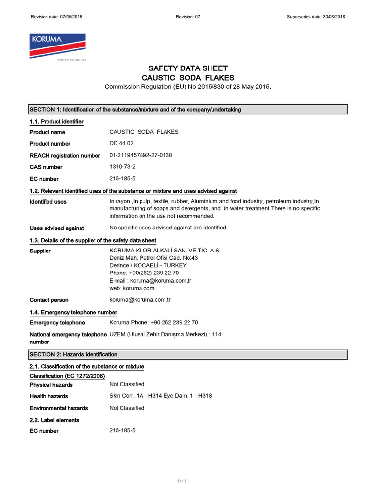 Caustic Soda Flakes SDS5321 en | PDF | Personal Protective Equipment ...