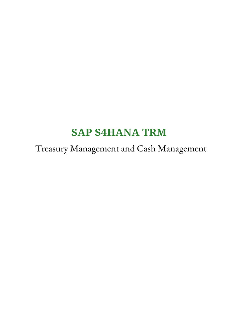 Sap S4Hana TRM: Treasury Management and Cash Management | Download Free PDF | Valuation (Finance ...