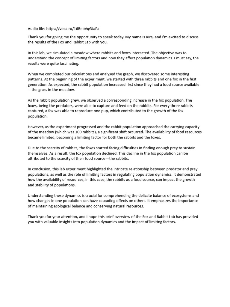 Fox-Rabbit Population Dynamics Explained | PDF | Social Science ...