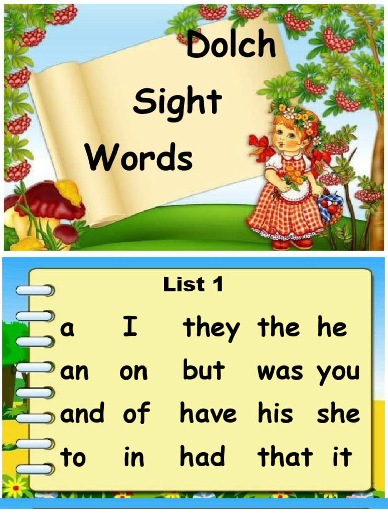 Dolch Sight Words Lists 1-11 | PDF