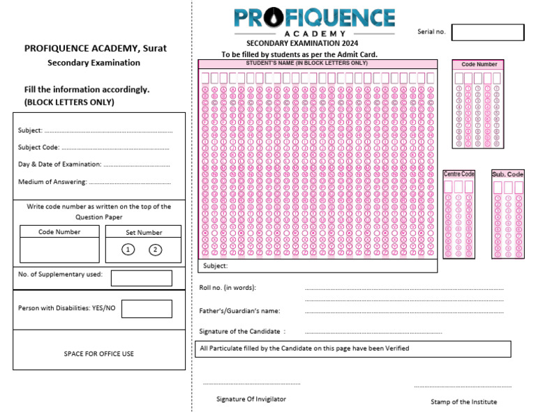 Answer Sheet Format | PDF