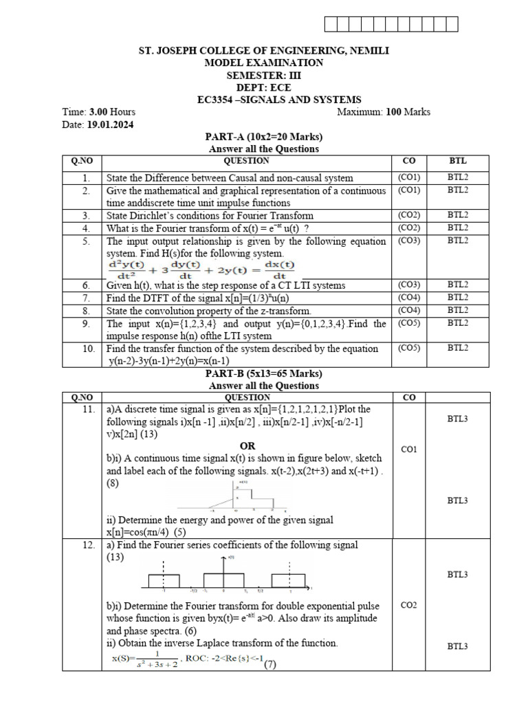 Ss-Model Queston Paper | PDF | Applied Mathematics | Signal Processing