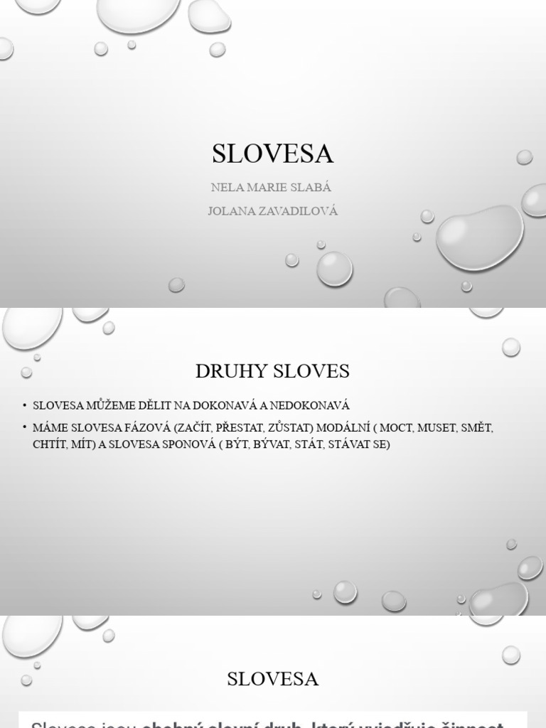 Slovesa: Nela Marie Slabá Jolana Zavadilová | PDF