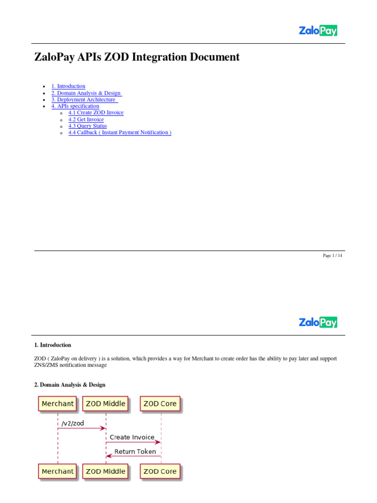 ZaloPay APIs ZOD Integration Document | PDF | Json | String (Computer Science)