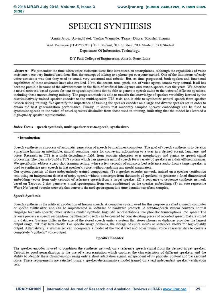 Speech Synthesis | PDF | Speech Synthesis | Human Voice