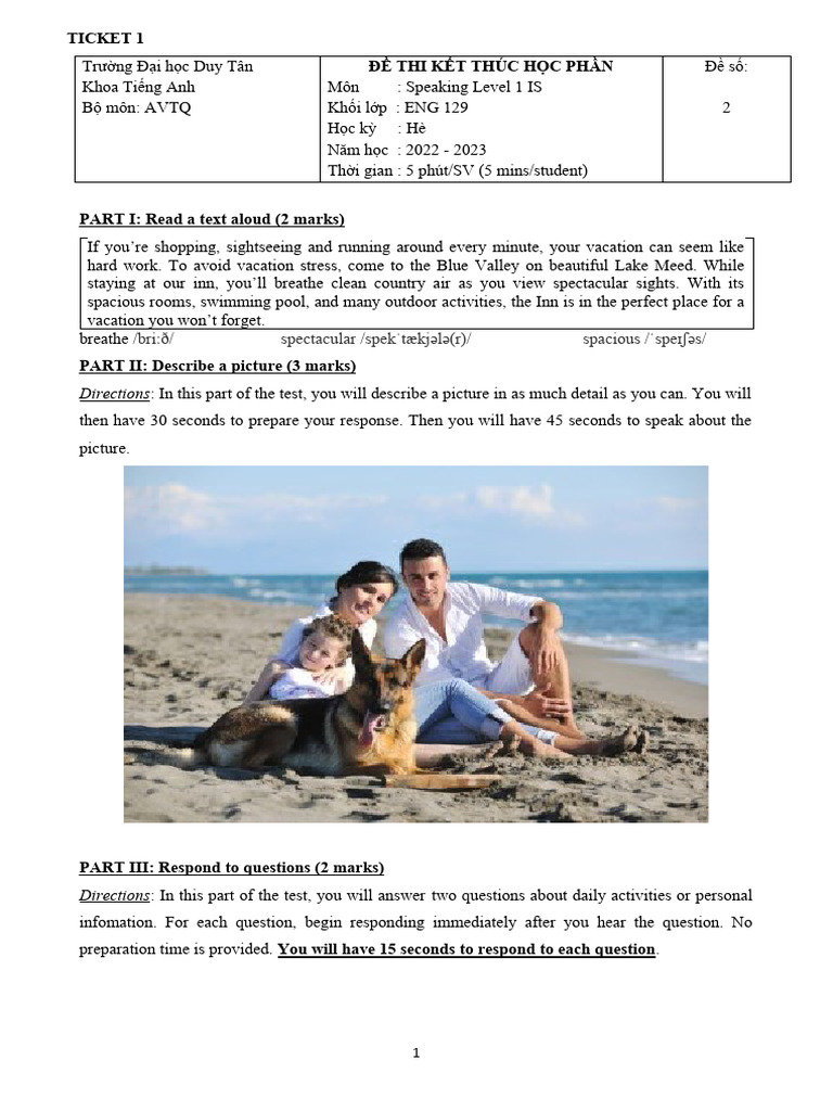Speaking Level 1 Exam Guide | PDF | Career & Growth
