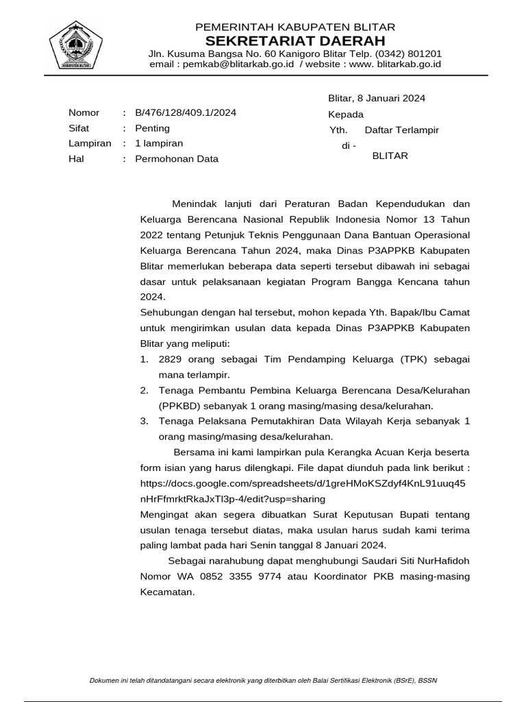 Permohonan Data TPK - PPKBD | PDF