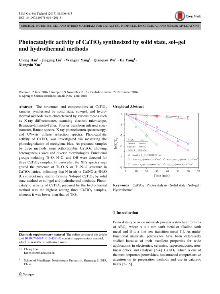 CaTiO3 SSR Sol Hydro Han 2017 Article PhotocatalyticActivityOfCaTiO3 ...
