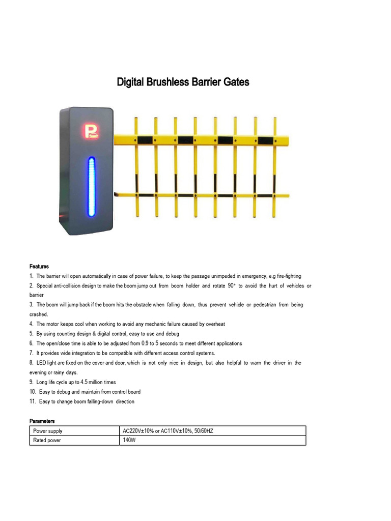 Digital Brushless Barrier Gates | PDF