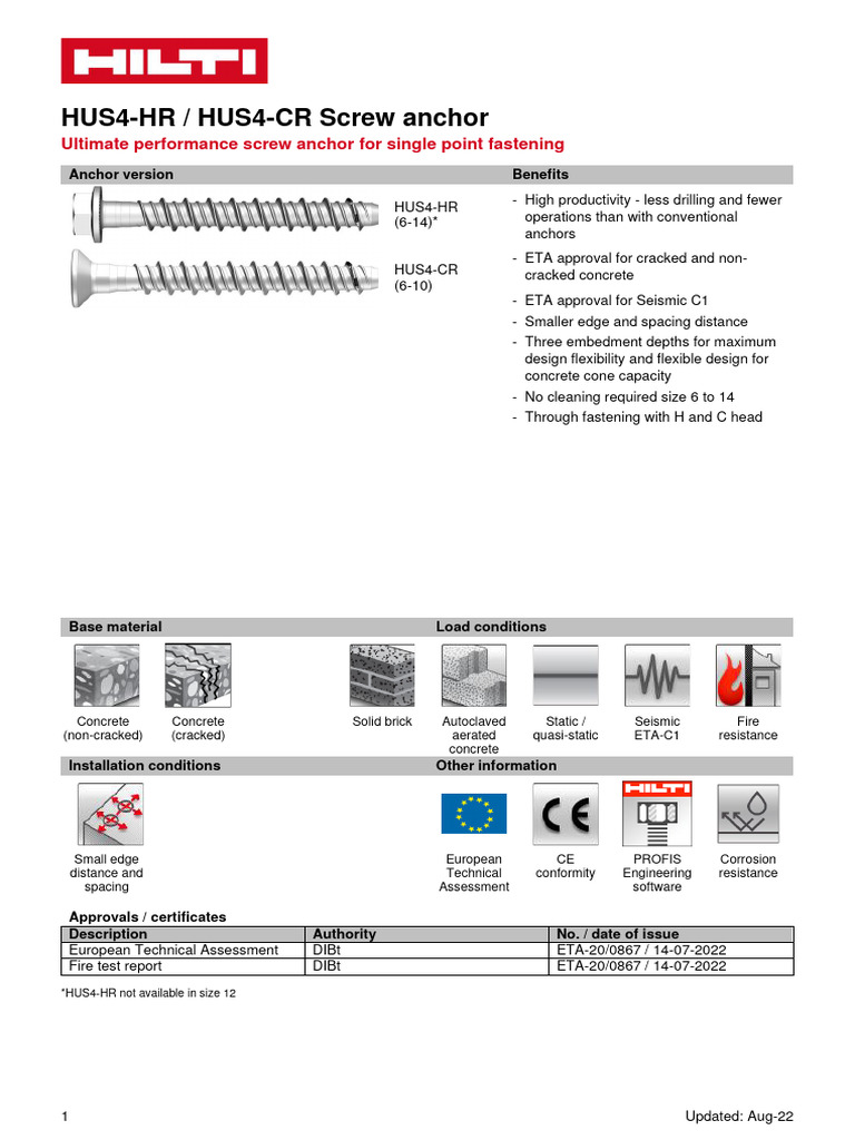 Technical - Data - Sheet - HUS4-HR - HUS4-CR - 2022-07-26 (HK Ver.) | PDF