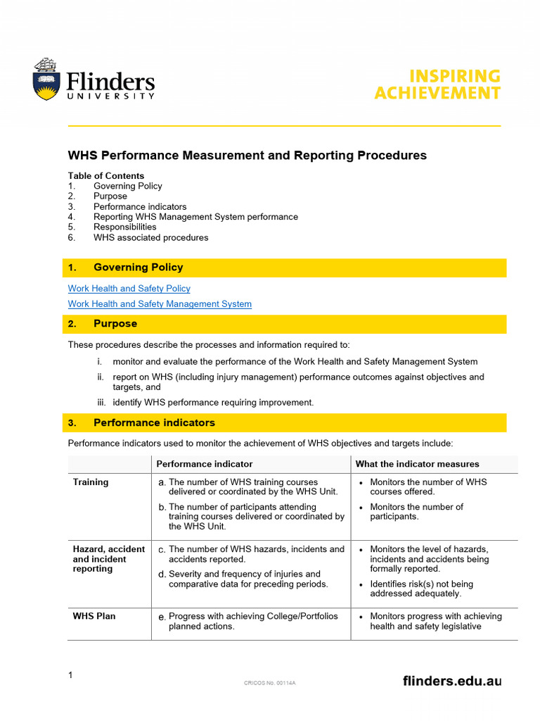 Work Health And Safety Performance Measurement Reporting Pdf
