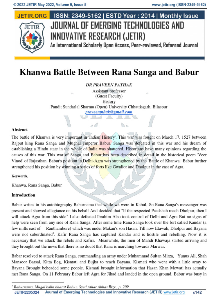 Battle of Khanwa: Rana Sanga vs Babur | PDF