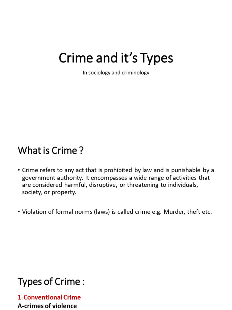 Types of Crime in Criminology | PDF | Burglary | Theft