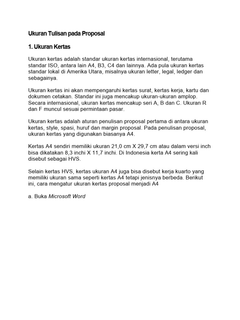 Ukuran Tulisan Pada Proposal | PDF