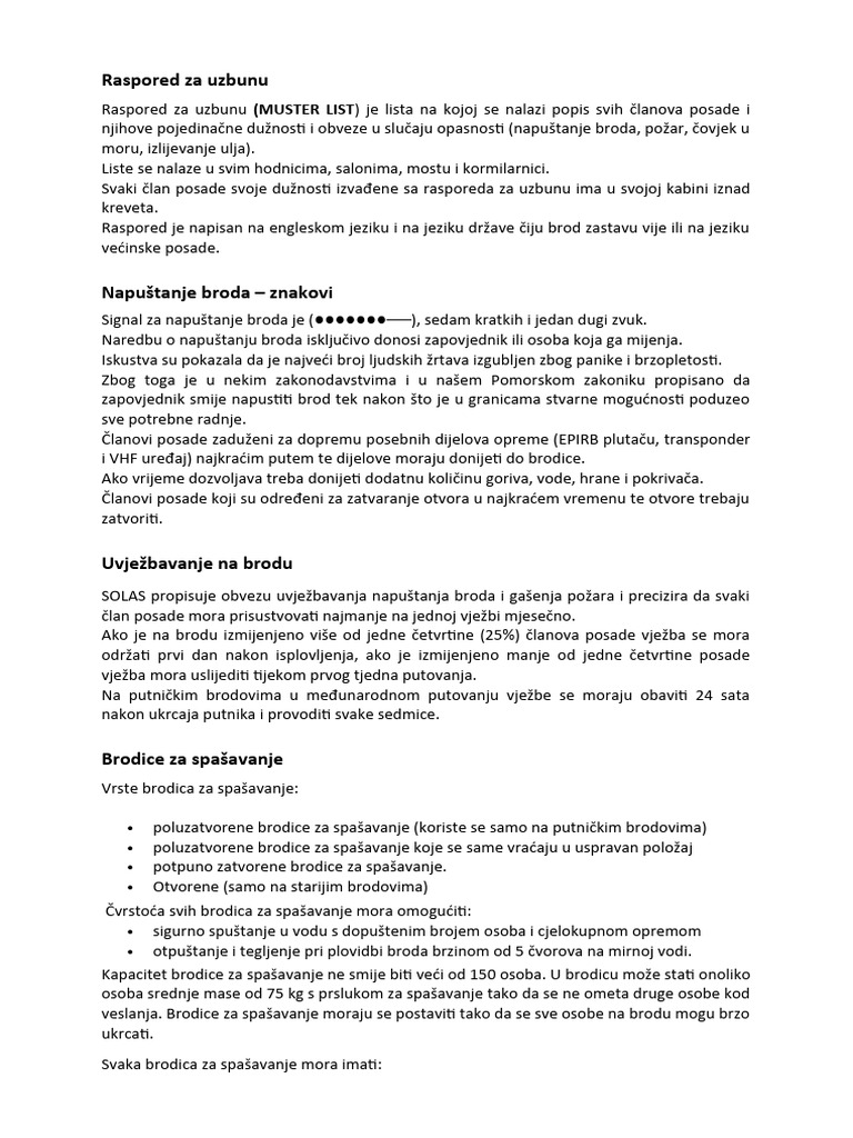 Rukovanje Sredstvima Za Spašavanje | PDF