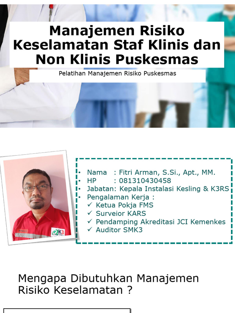 Manajemen Risiko Keselamatan Staf Klinis Dan Non Klinis | PDF