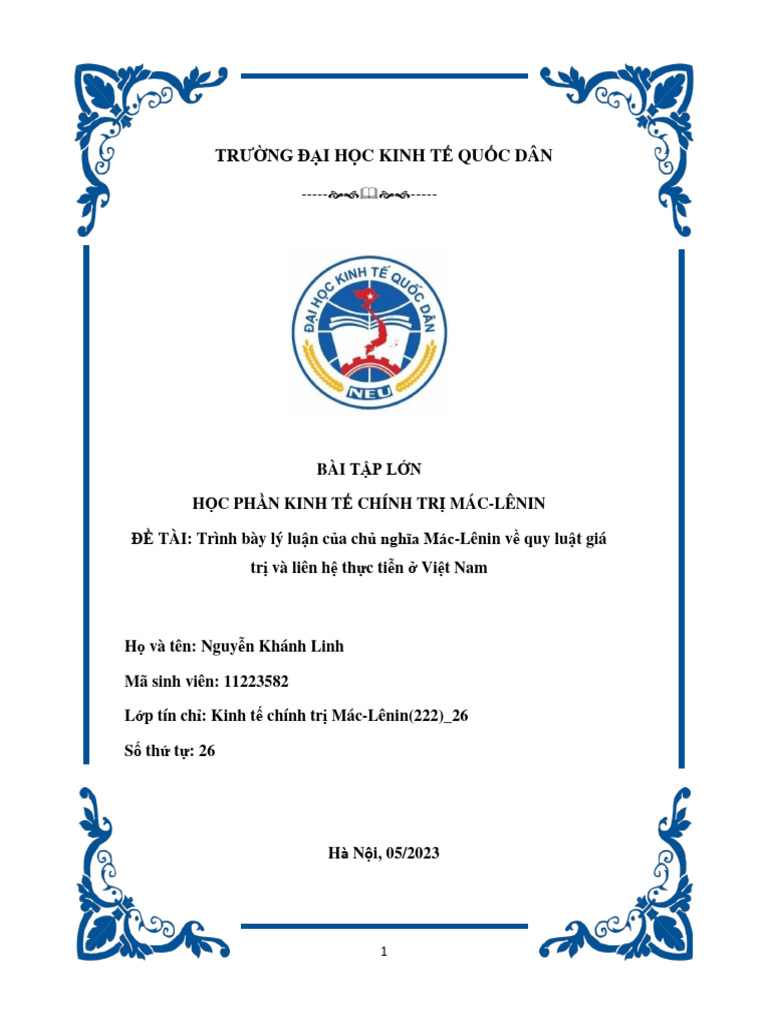 BTL - KTCTML - Nguyễn Khánh Linh - 11223582 | PDF