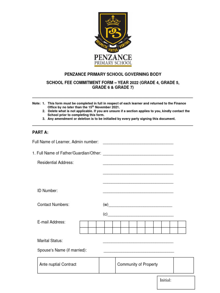 2022 Grade 456 7 School Fee Commitment Form | PDF | Payments | Banks