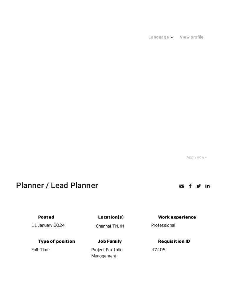 Planner - Lead Planner | PDF | Project Management