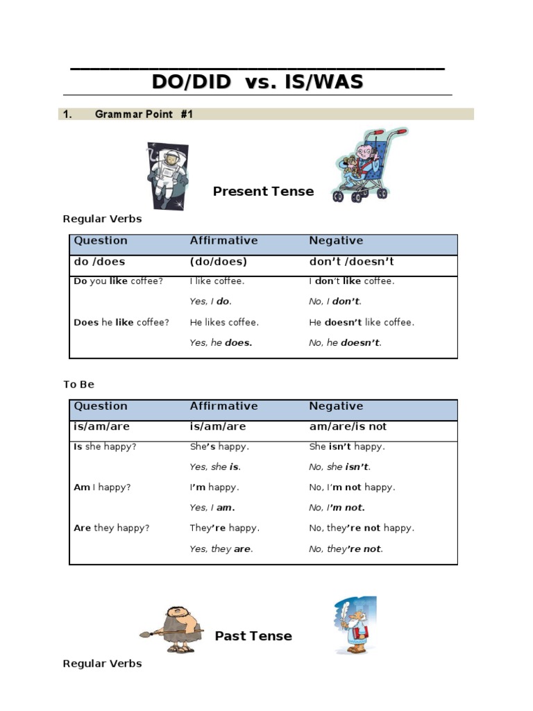 Did Vs Was - My Good Sheet - Grammar, Uses of To Be & Exercises | PDF ...