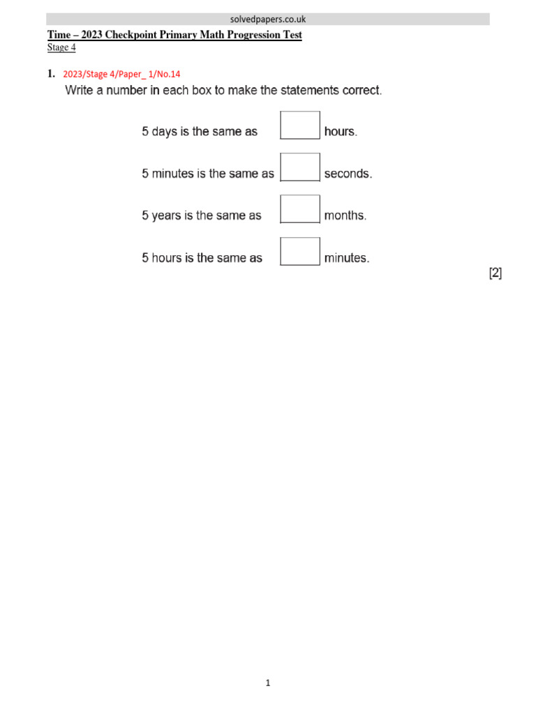 2023-Time-Checkpoint Primary Math Progression Stage-4 | PDF | Career ...