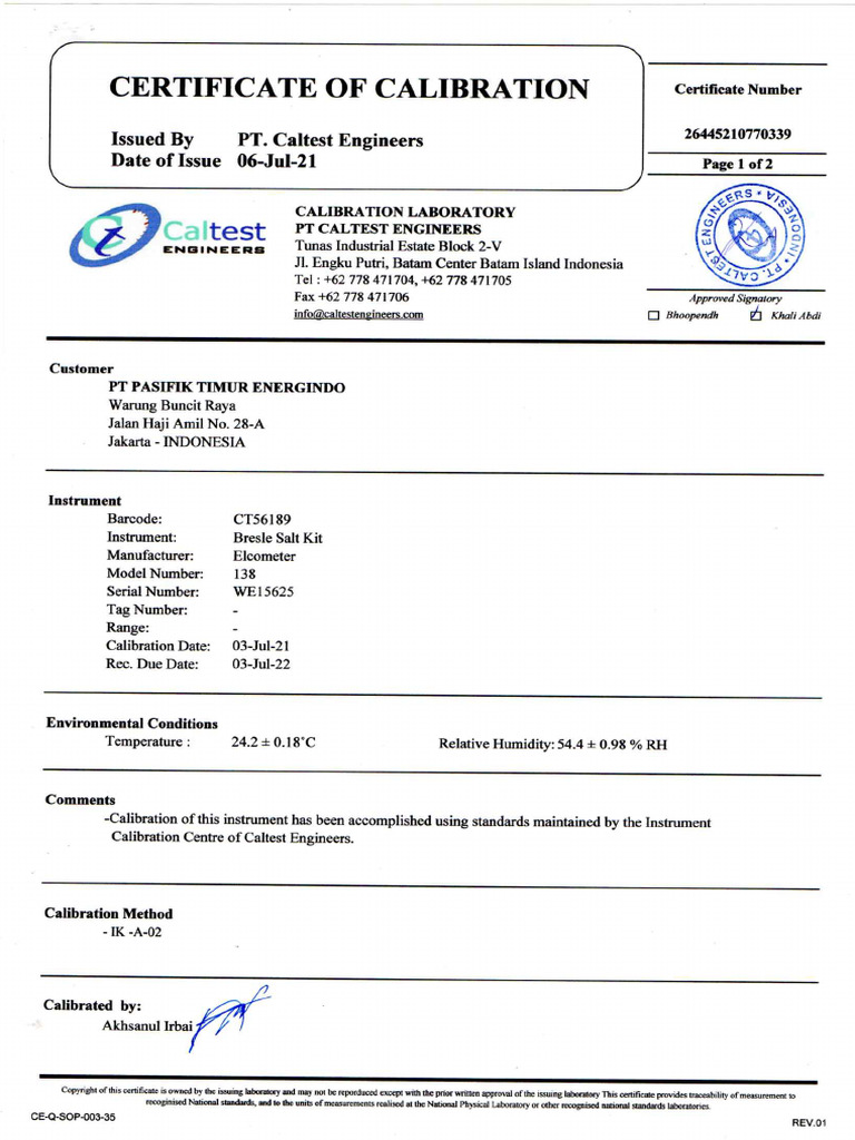 Bresle Salt Kit | PDF