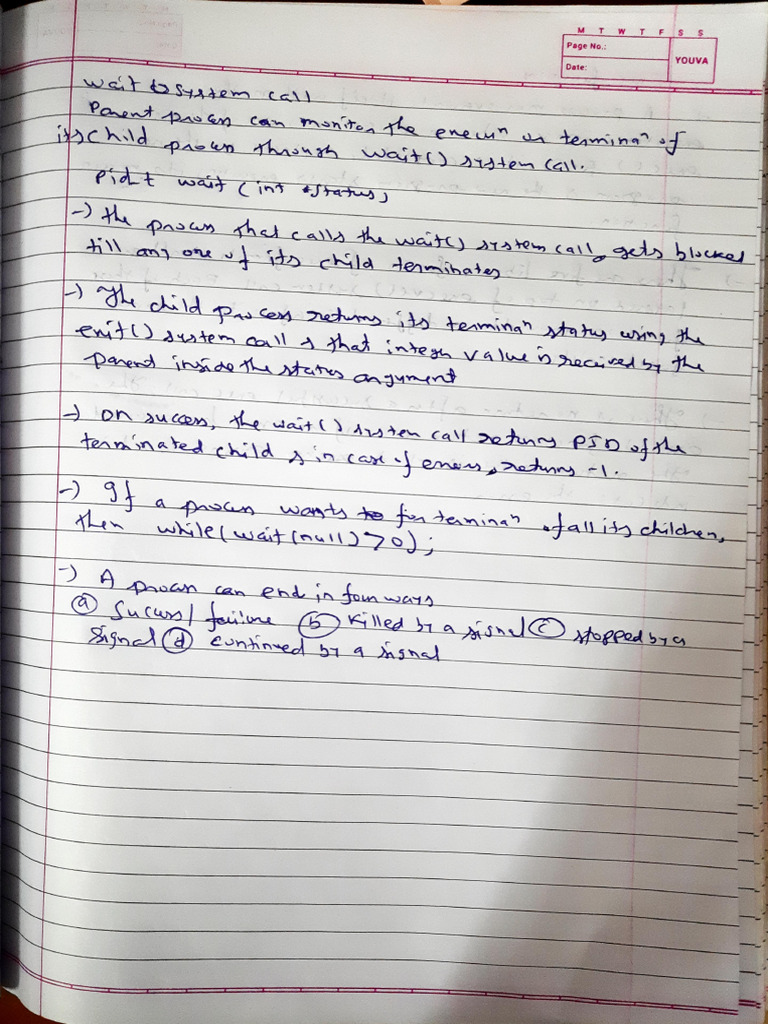 Wait System Call | PDF