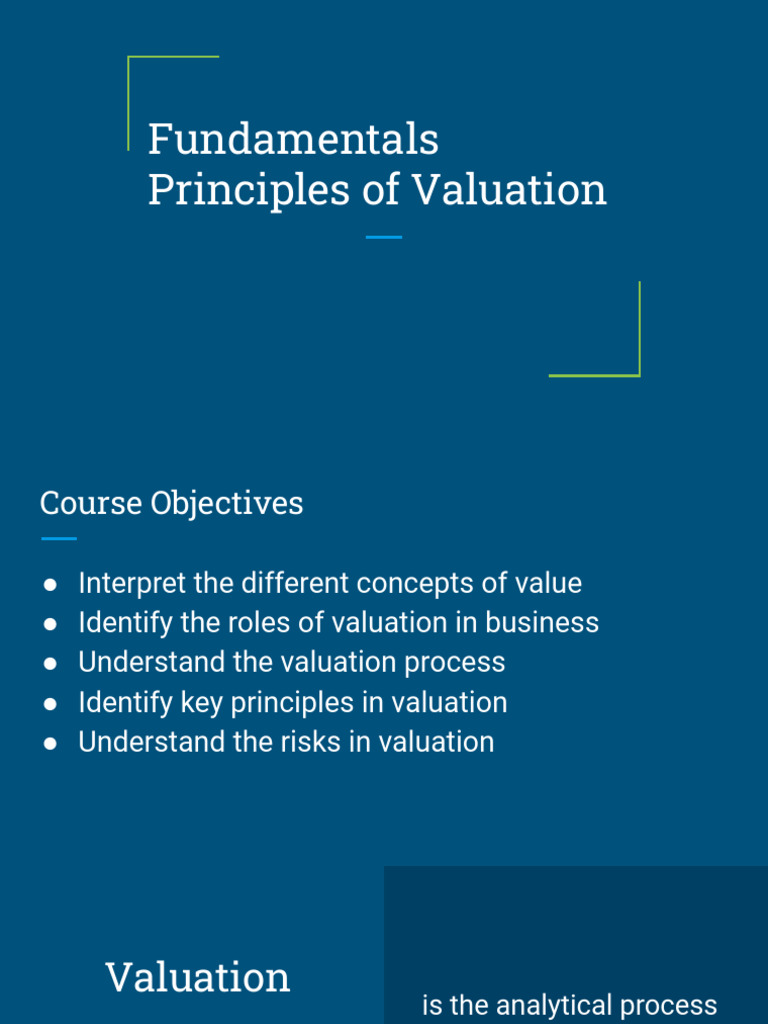Fundamentals Principles of Valuation | PDF | Valuation (Finance ...