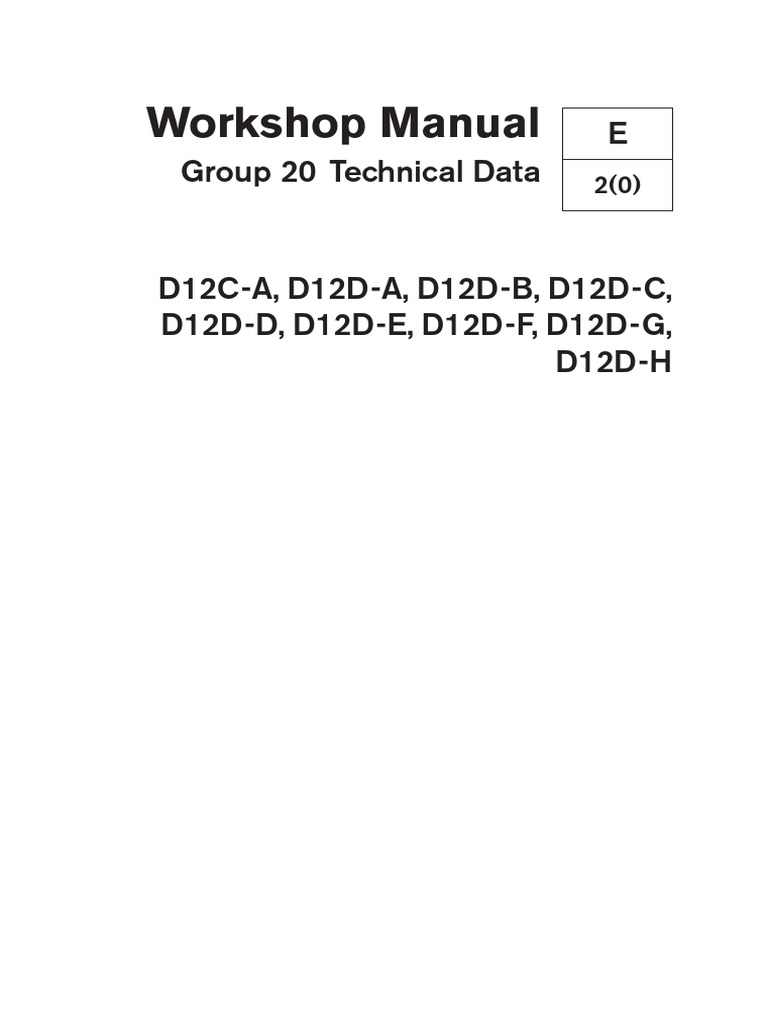 Workshop Manual: Group 20 Technical Data E | PDF | Piston | Engines