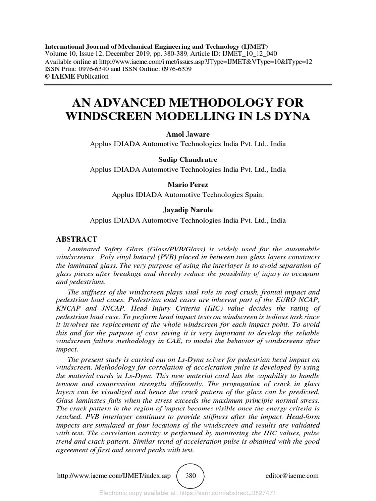 An Advanced Methodology For Windscreen Mdelling | PDF | Strength Of ...