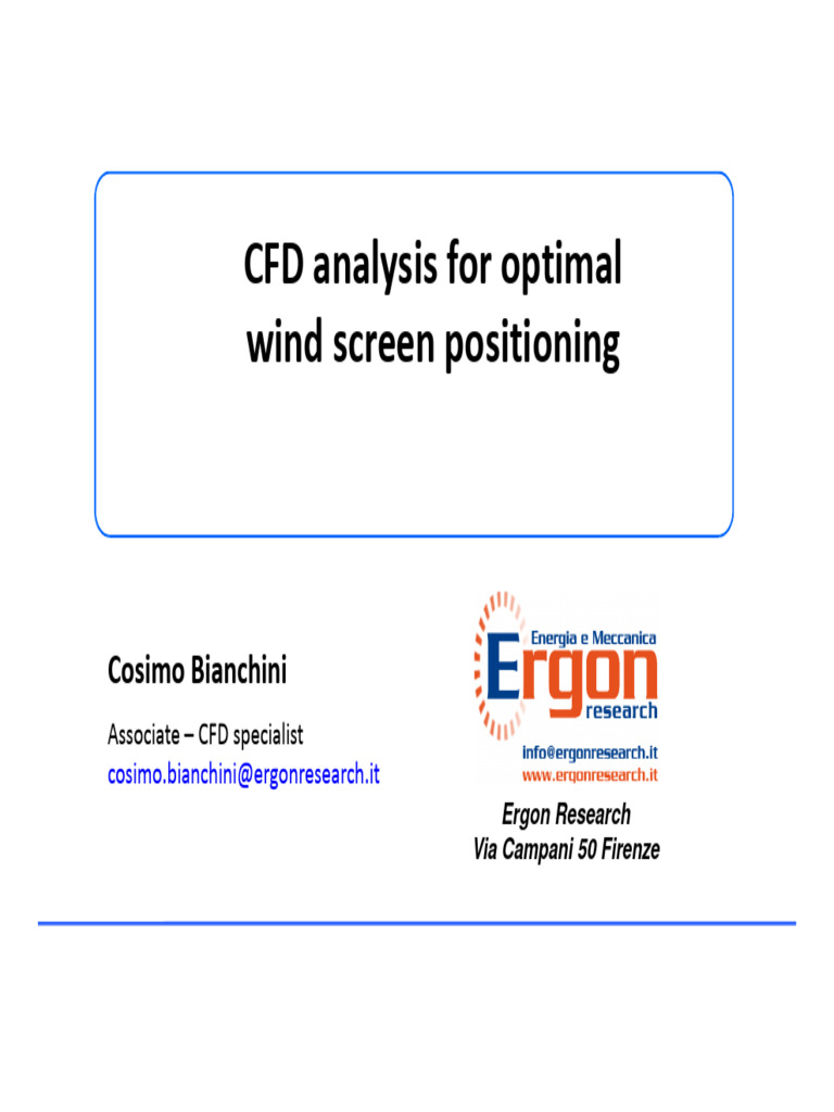 2017 Cosimo Bianchini CFD Analysis For Optimal Wind Screen Positioning ...