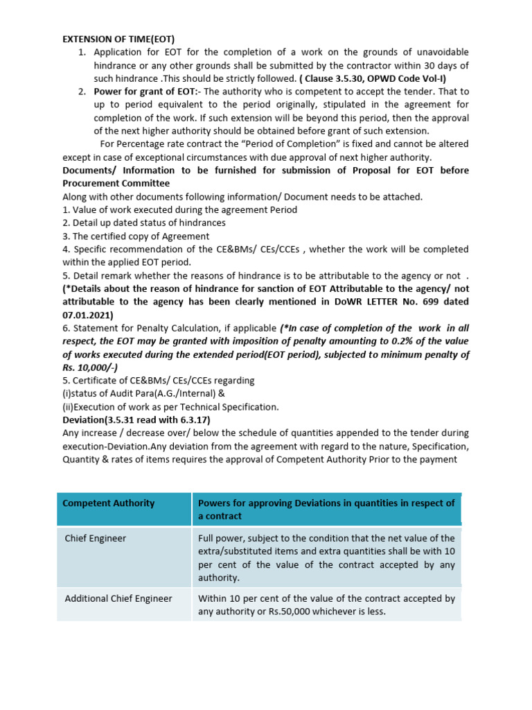 EOT and Deviation Procurement Guidelines | PDF | Percentage | Business