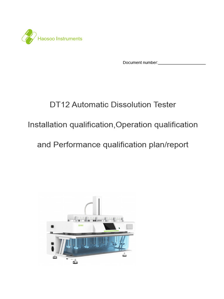 DT12 Automatic Dissolution Tester Installation Qualification, Operation ...