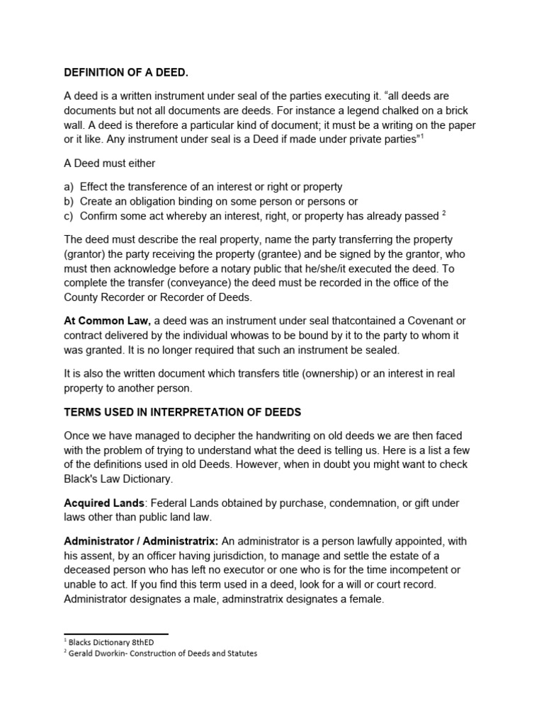 LEGAL METHODS - Deeds | PDF | Concurrent Estate | Deed