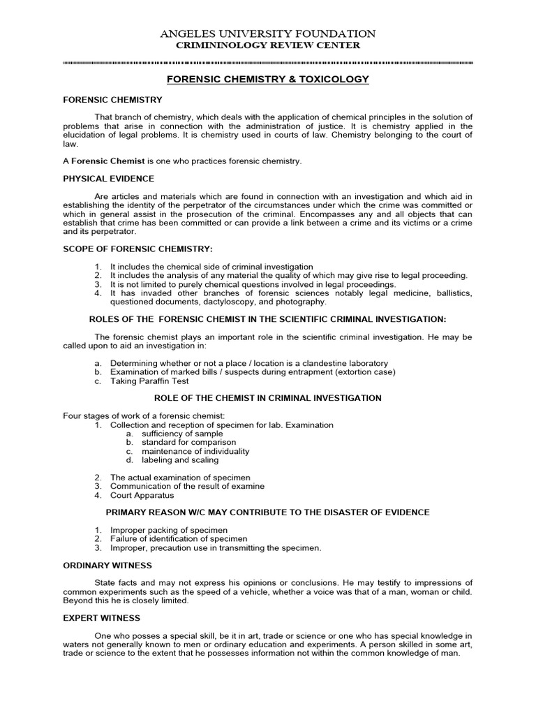 Notes in Forensic Chemistry 1 | PDF | Forensic Science | Blood Type
