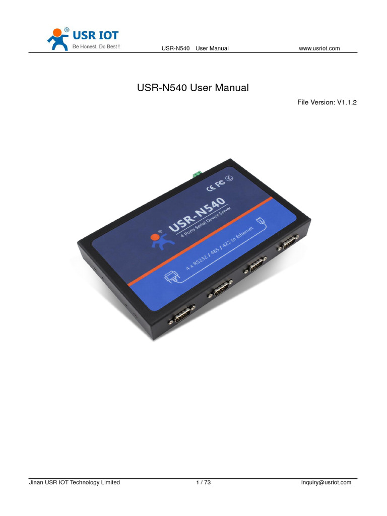 USR-N540-User-Manual - V1 1 0 01 | PDF | Port (Computer Networking) | Ip Address