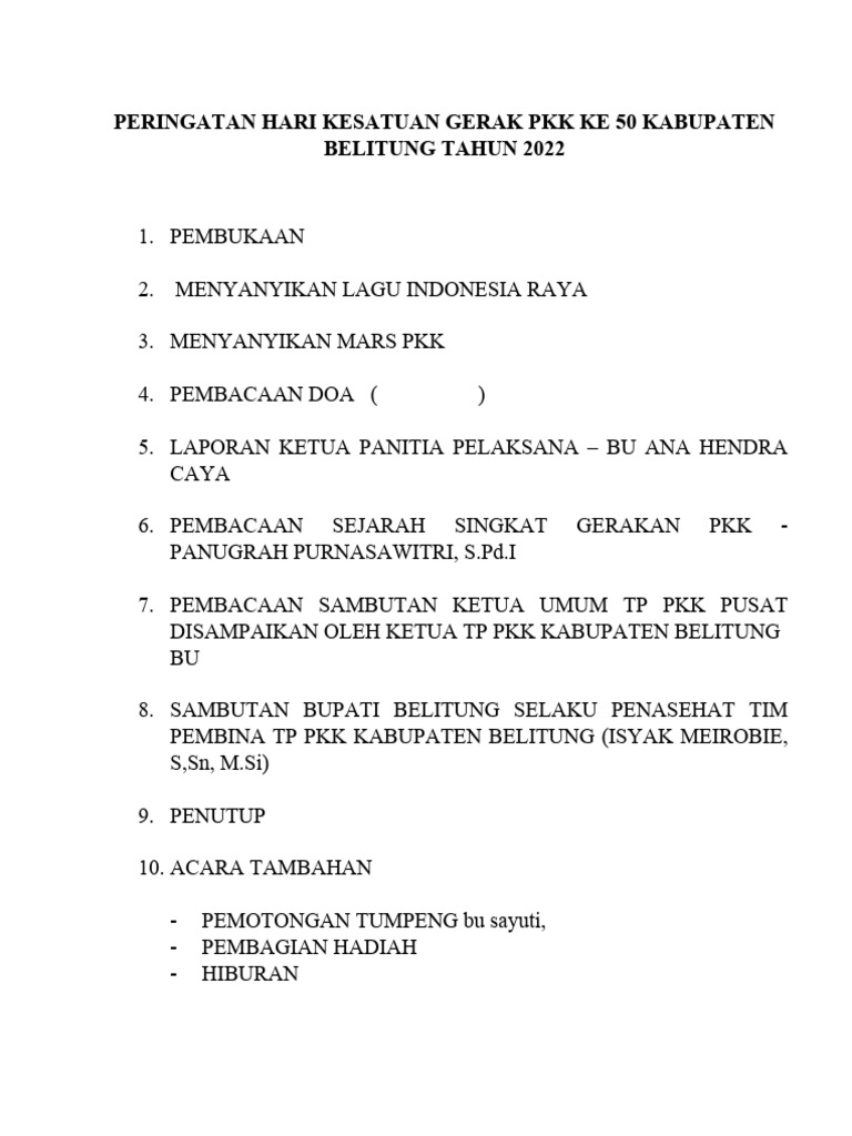 Protokol Acara PKK | PDF | Seni