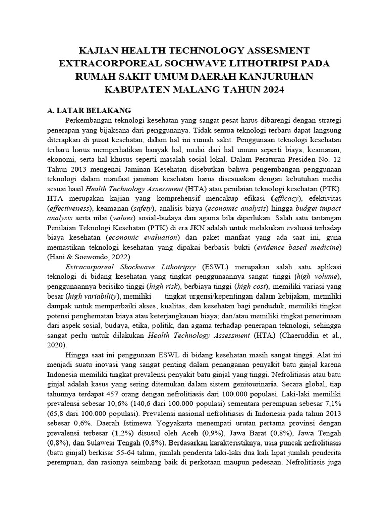 Kajian Health Technology Assesment Eswl | PDF | Sains & Matematika