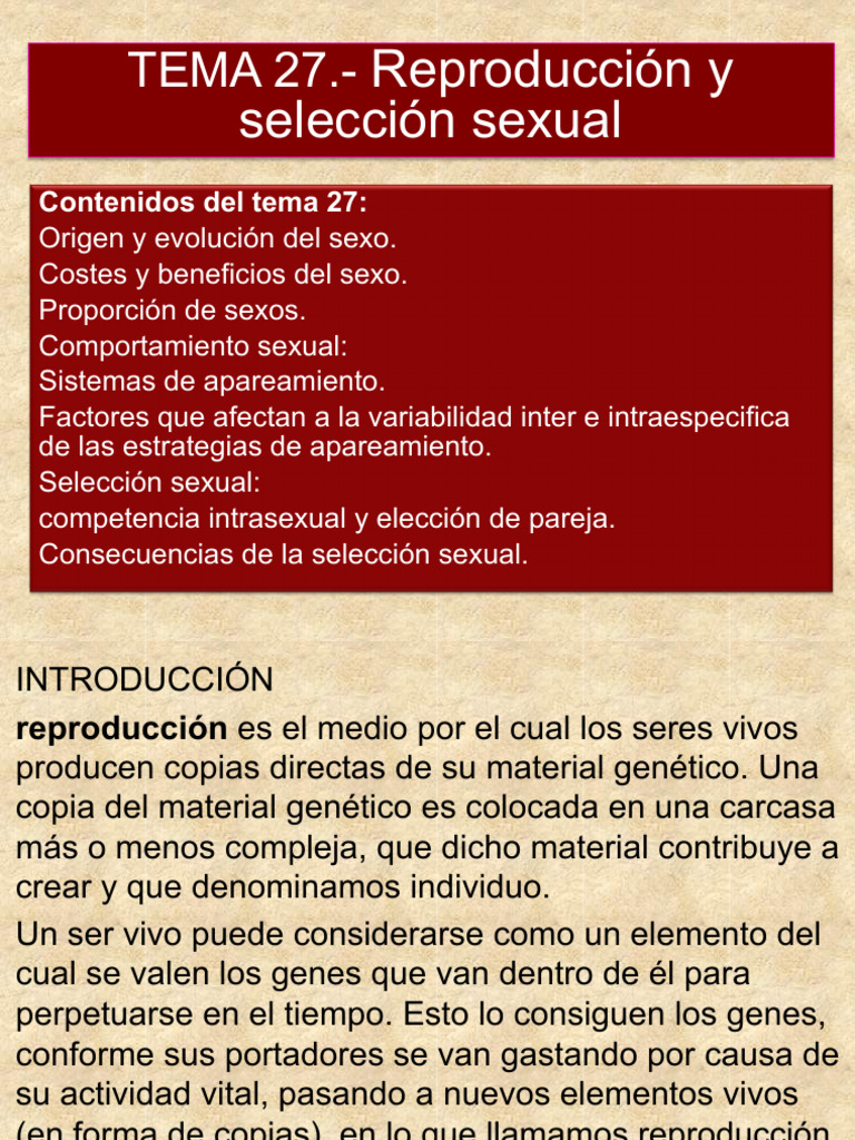 Tema 27 Reproducción y Selección Sexual | Descargar gratis PDF | Selección sexual | Seleccion ...