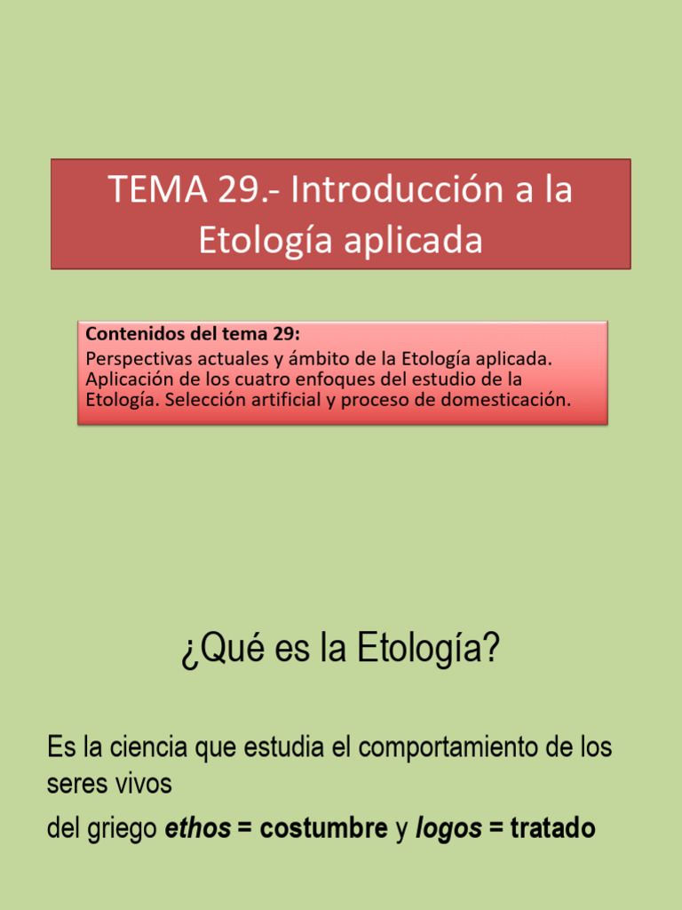 Tema 29 Intro Etol Aplicada | PDF | Domesticación | Comportamiento