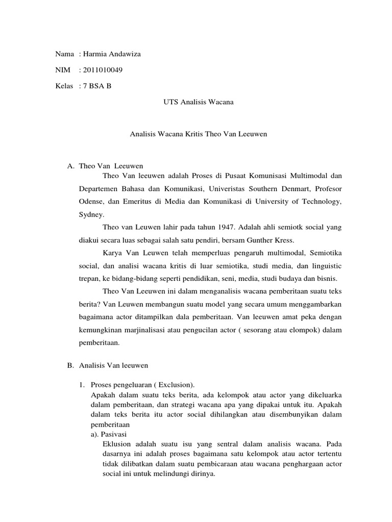 Uts Analisis Wacana Kritis | PDF