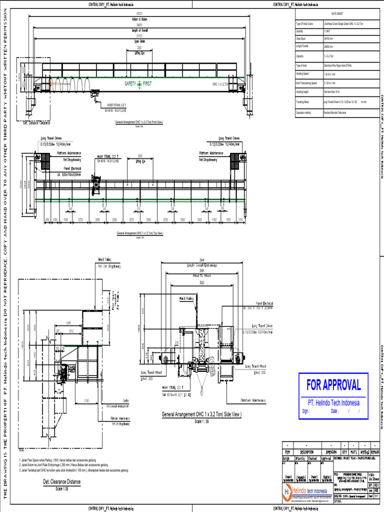 Ohc Singgle Girder SWL 1 X 3,2t - Tdo r00b | PDF | Crane (Machine ...