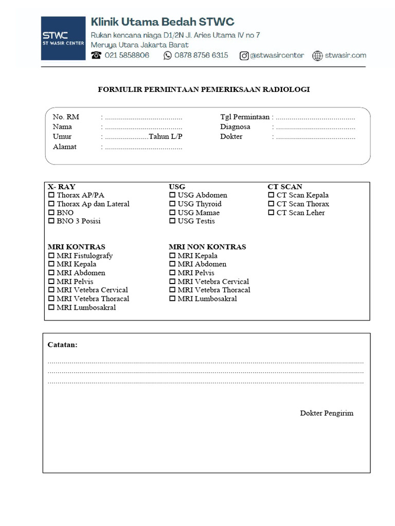 Formulir Radiologi | PDF